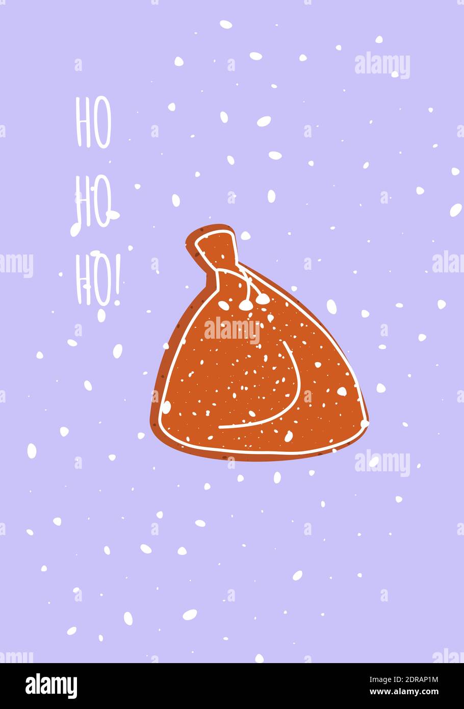 Christmas card with sack shape gingerbread cookie. Cute New Year ...