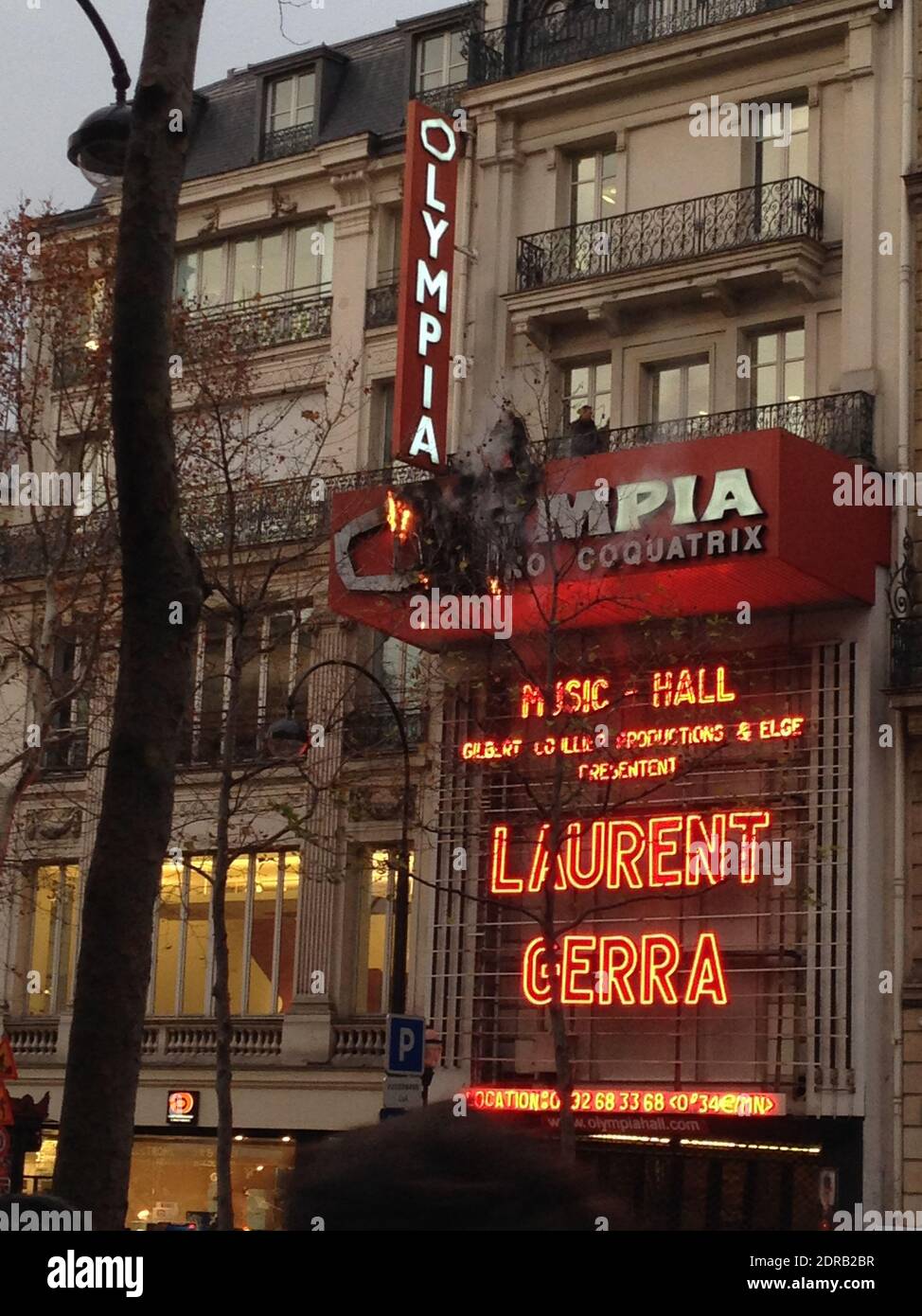 A blaze starts on the front of famous Parisian concert hall, l'Olympia ...