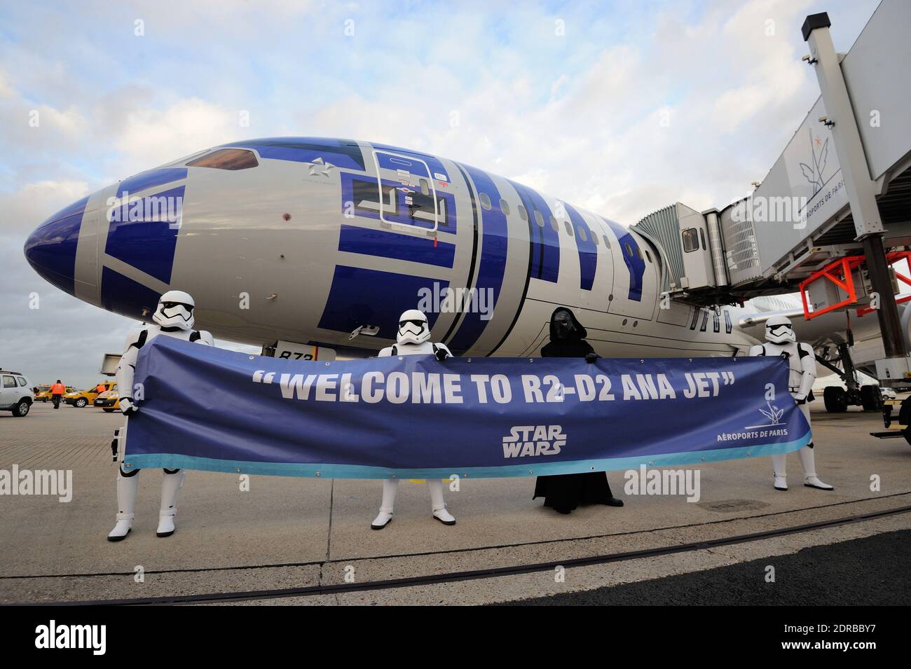Arrival of the chartered flight specially themed R2-D2' ANA JET at ...