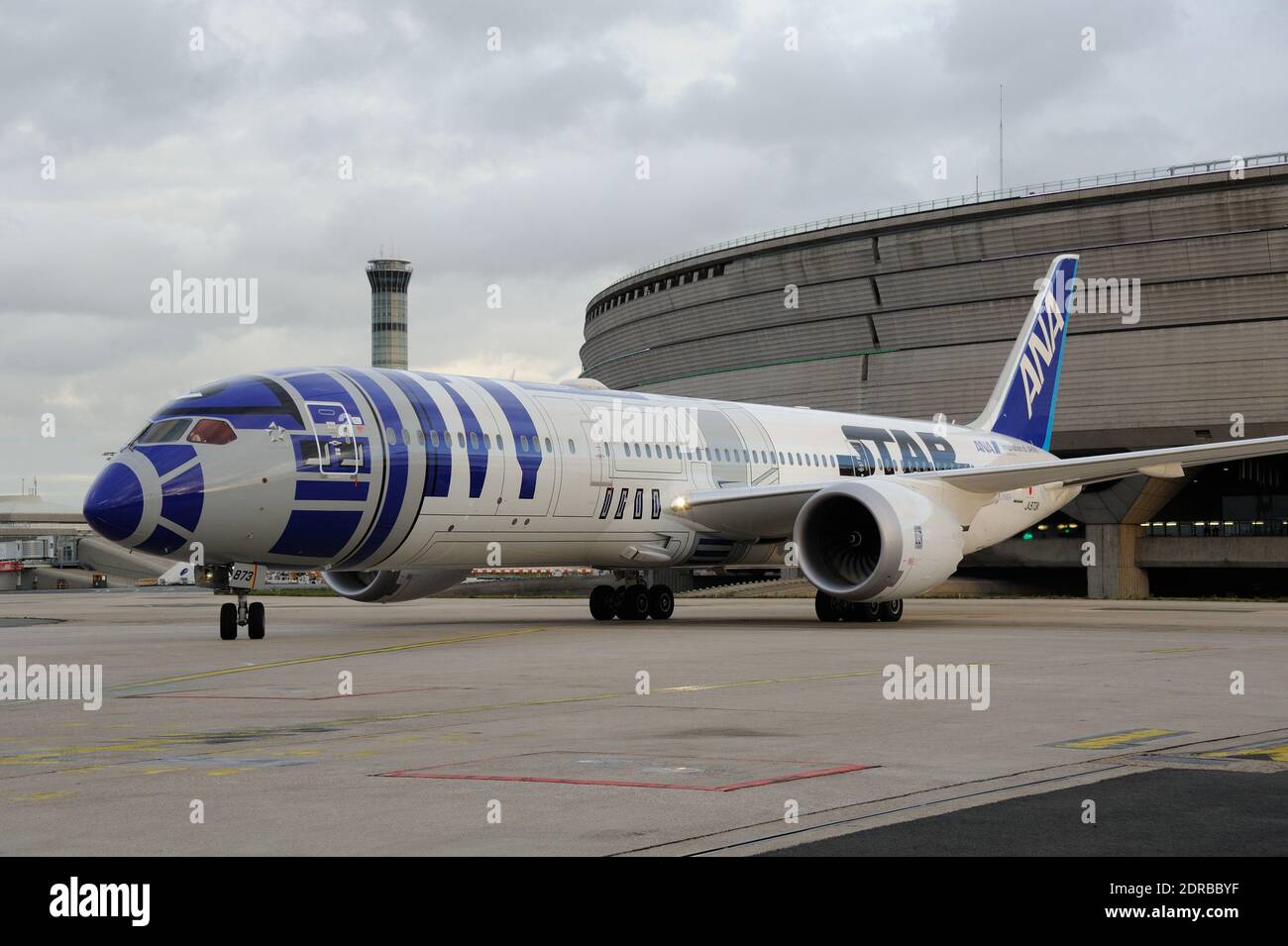 Arrival of the chartered flight specially themed R2-D2' ANA JET at ...