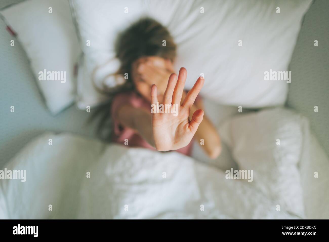 Woman stop sign bed hi-res stock photography and images - Alamy