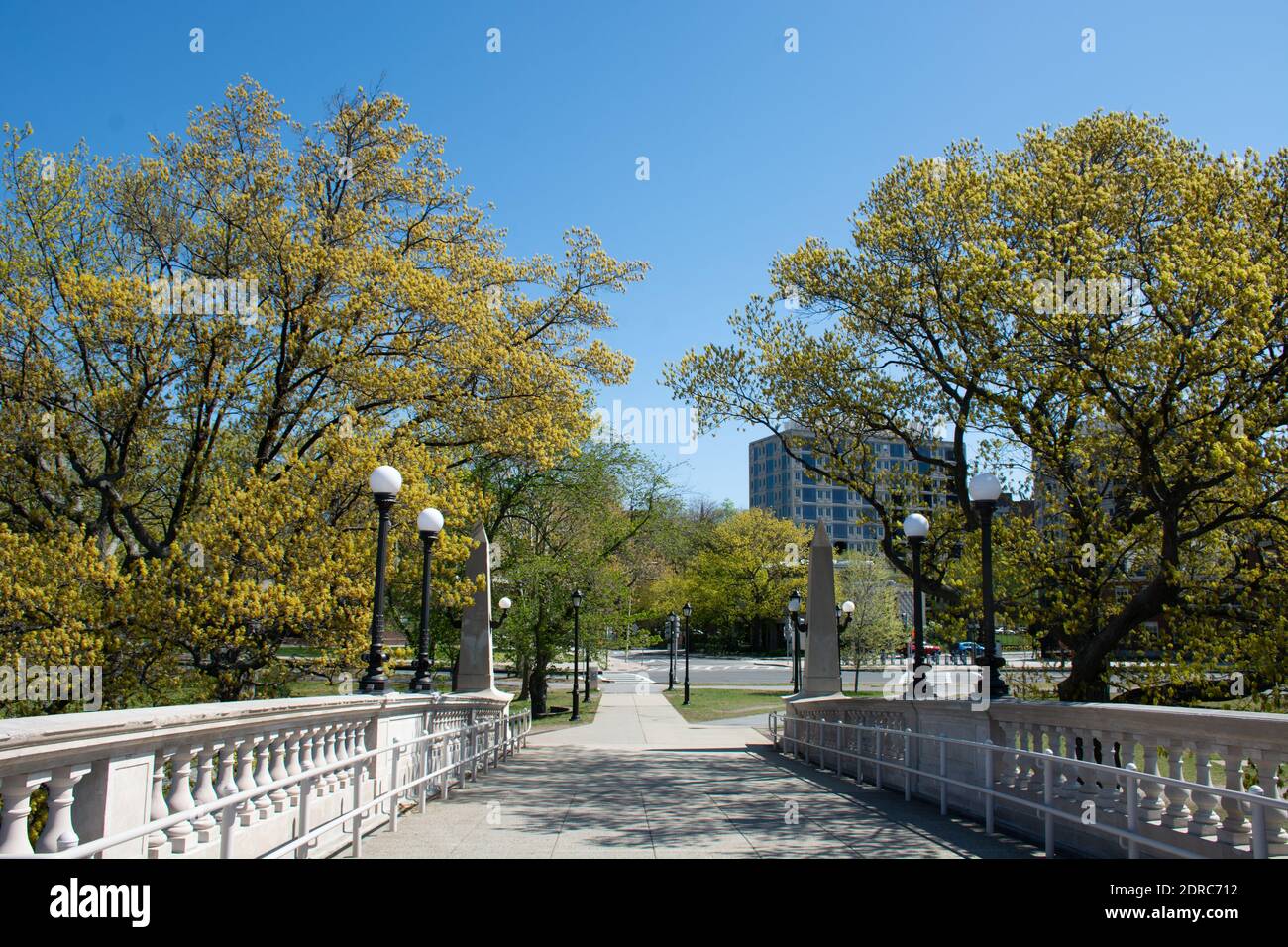 The Weeks Bridge spans the Charles River near Harvard University ...