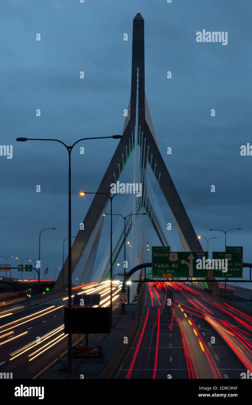THE Leonard P. Zakim Bridge spans the Charles River joining downtown ...