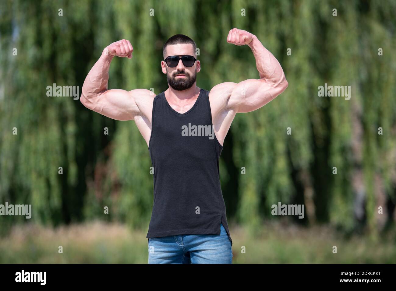 Handsome Beard Man Standing Strong and Posing at Outdoors - Background ...