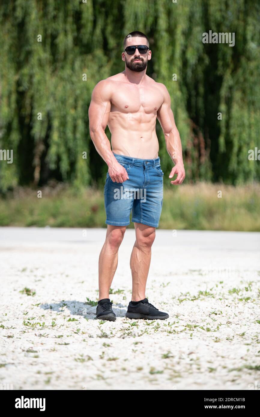 Handsome Beard Man Standing Strong and Posing at Outdoors - Background ...