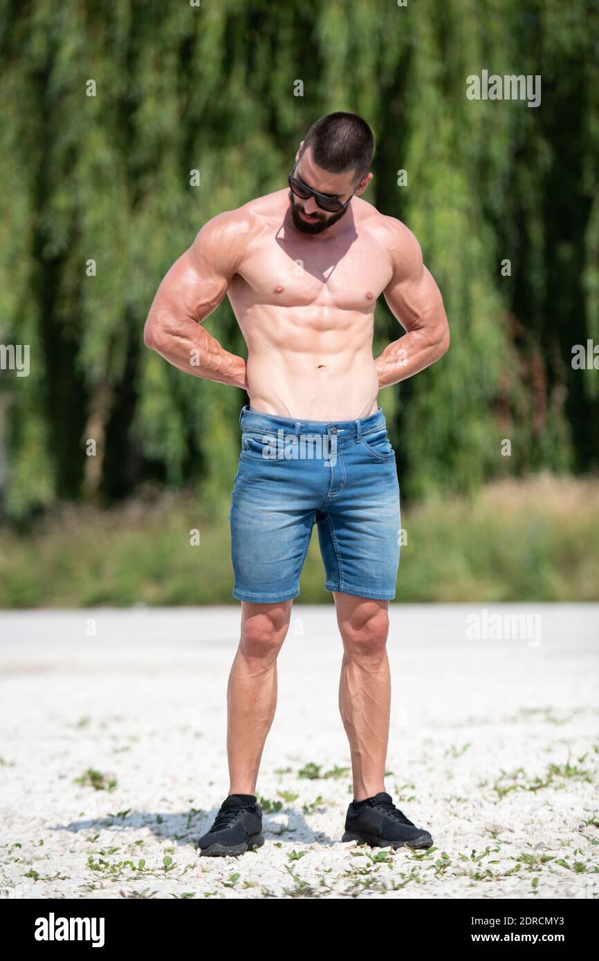 Handsome Beard Man Standing Strong and Posing at Outdoors - Background ...