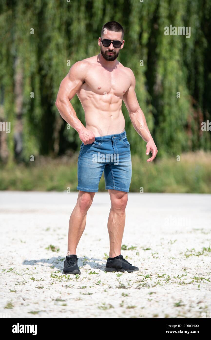 Handsome Beard Man Standing Strong and Posing at Outdoors - Background ...