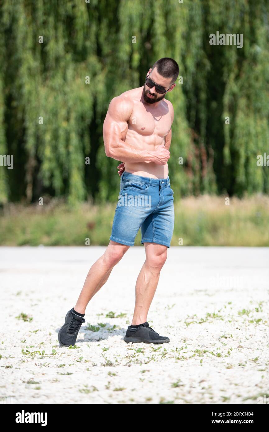 Handsome Beard Man Standing Strong and Posing at Outdoors - Background ...