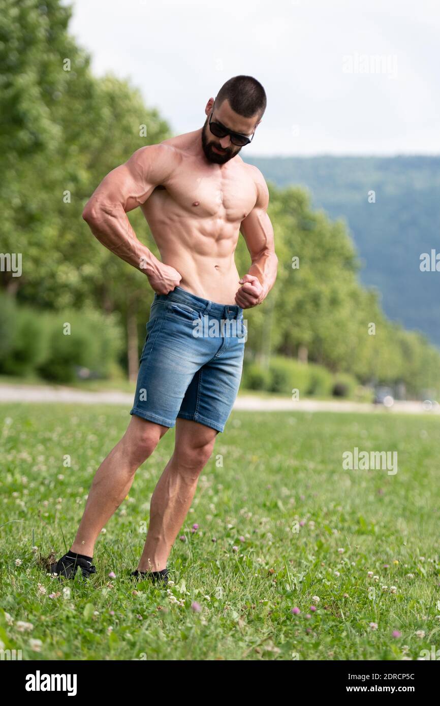 Handsome Beard Man Standing Strong and Posing at Outdoors - Background ...