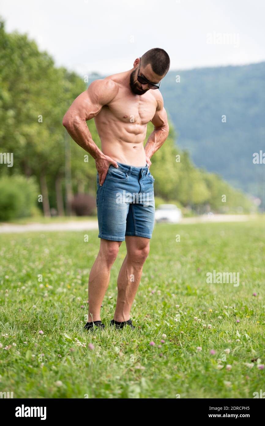 Handsome Beard Man Standing Strong and Posing at Outdoors - Background ...