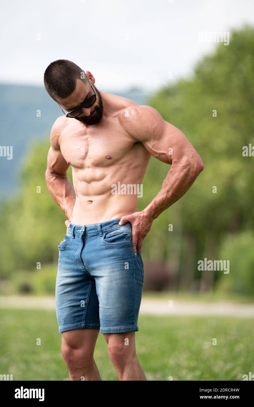 Handsome Beard Man Standing Strong and Posing at Outdoors - Background ...