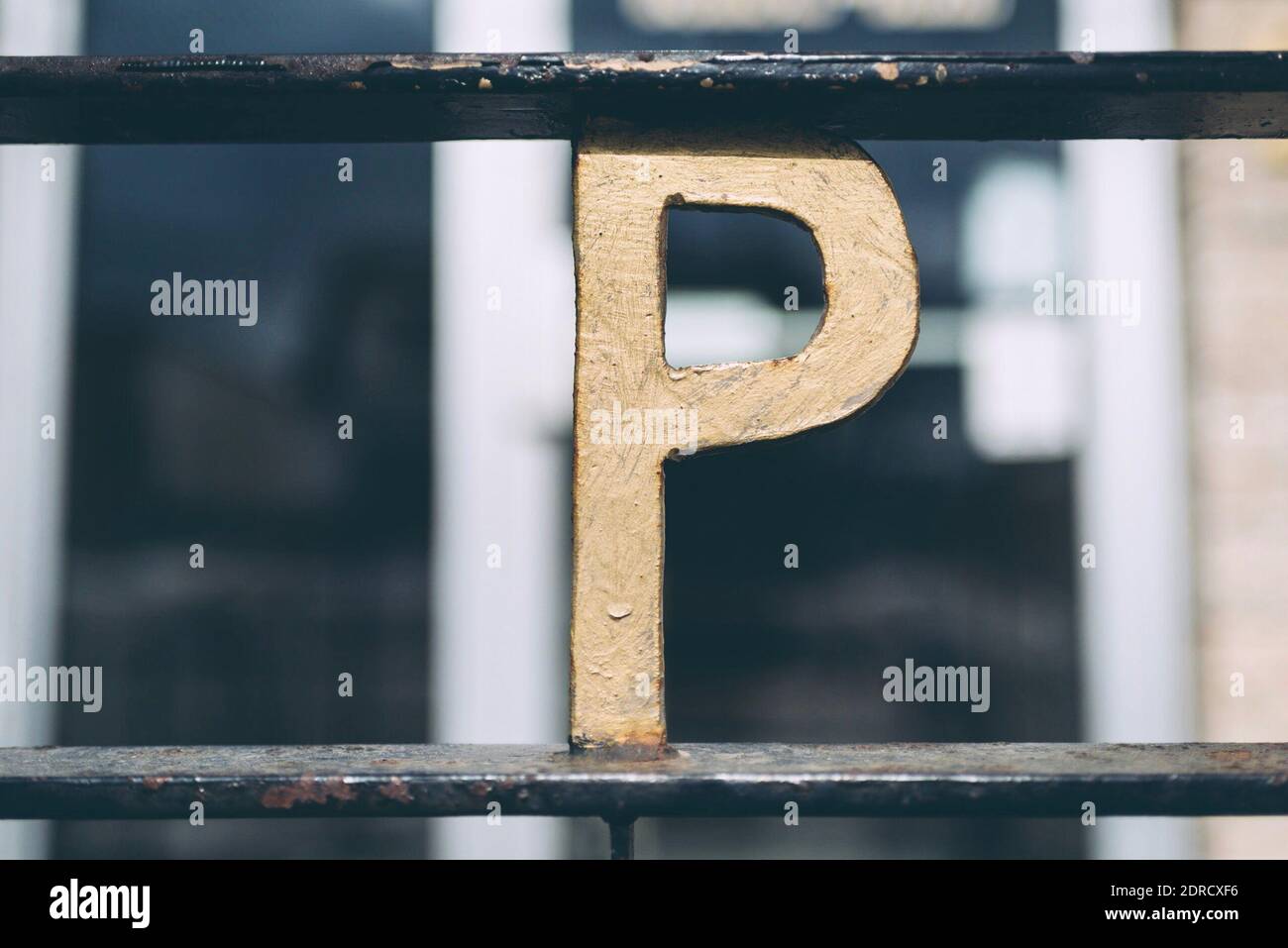 Metal Lettering On Railing Stock Photo - Alamy