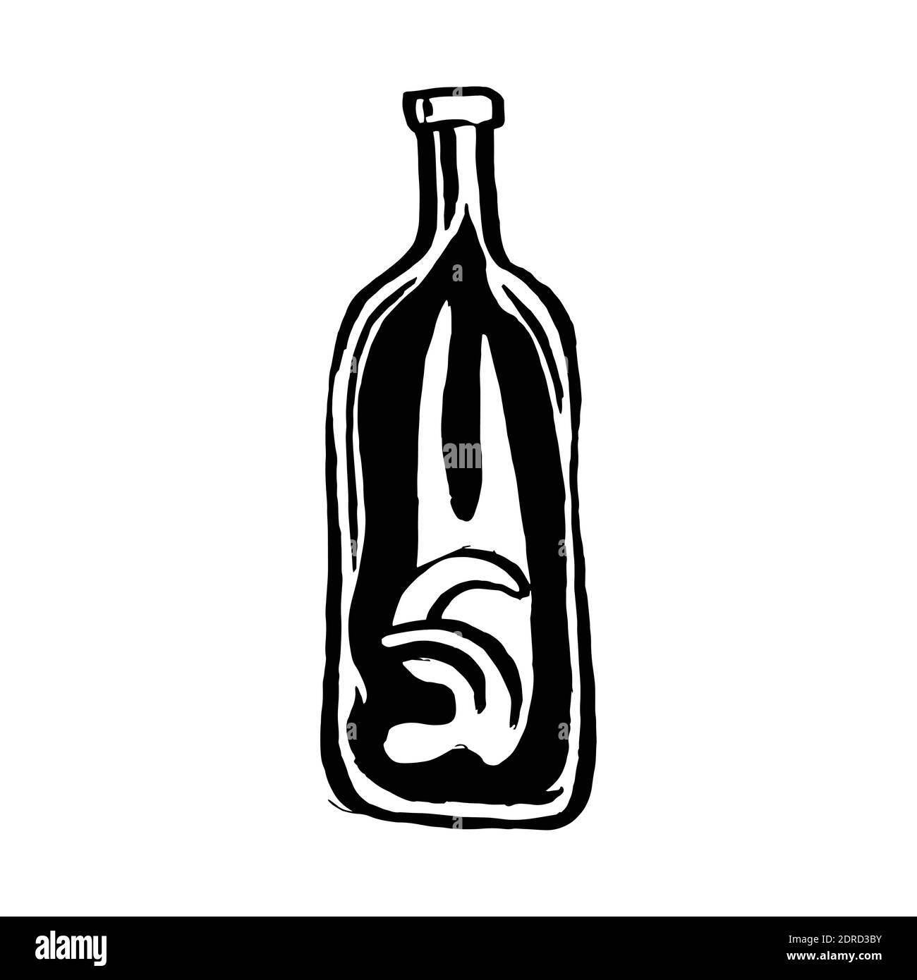 Sad melancholy depressed alcoholic woman inside bottle Stock Vector ...