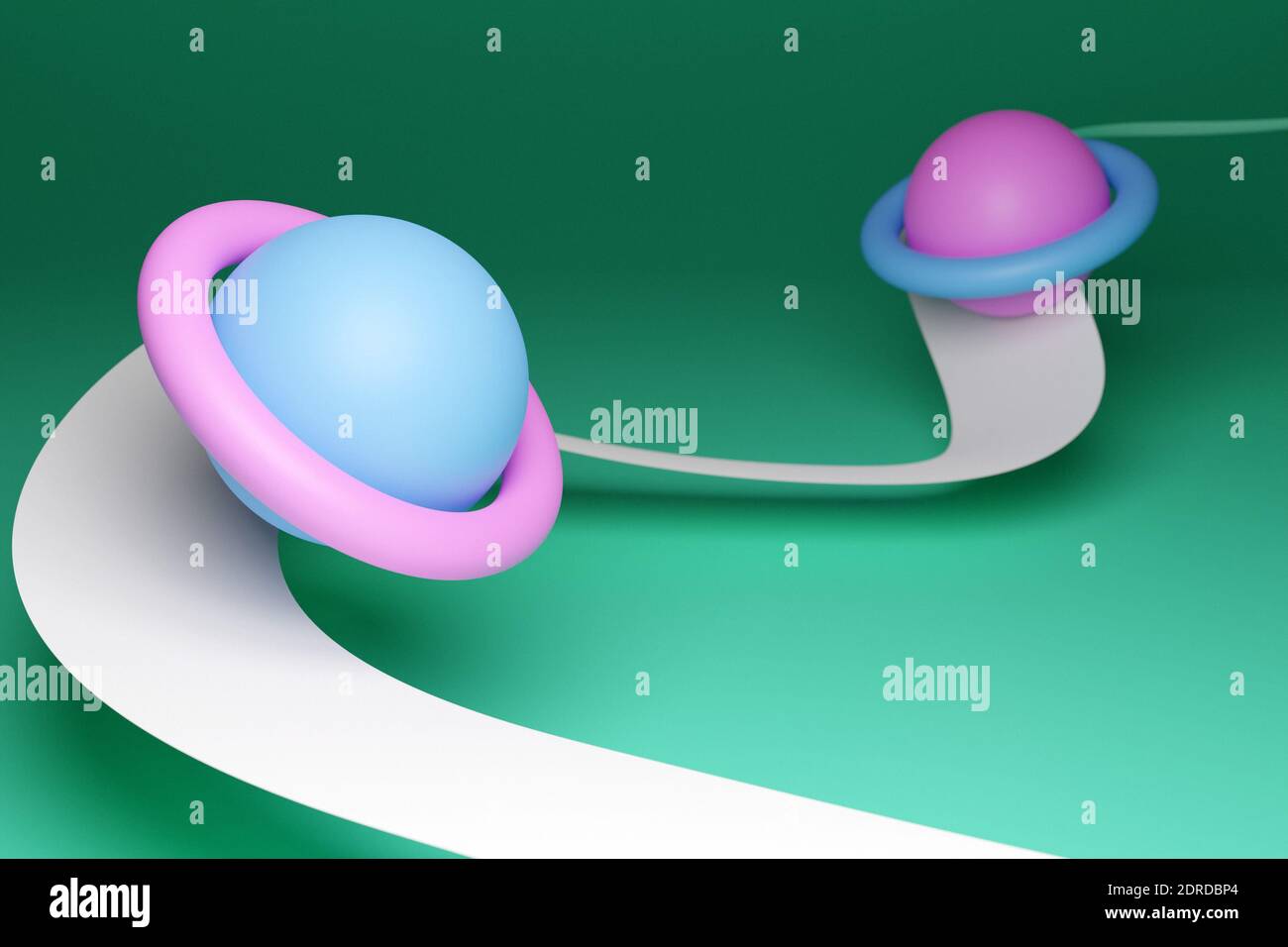 3d illustration model of a solar system with orbiting planets with ...