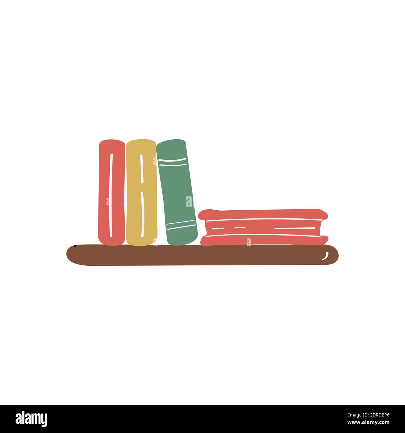 Cute single book shelf illustration. Vector colored flat graphic Stock ...