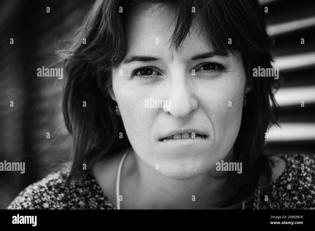 Close up sad face adult woman Black and White Stock Photos & Images - Alamy