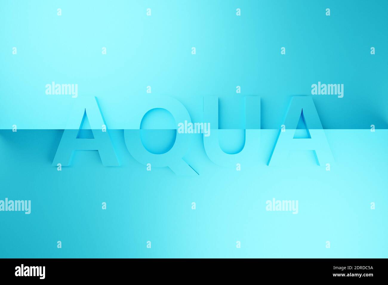 3d illustration volumetric inscription in AQUA letters on a bright ...