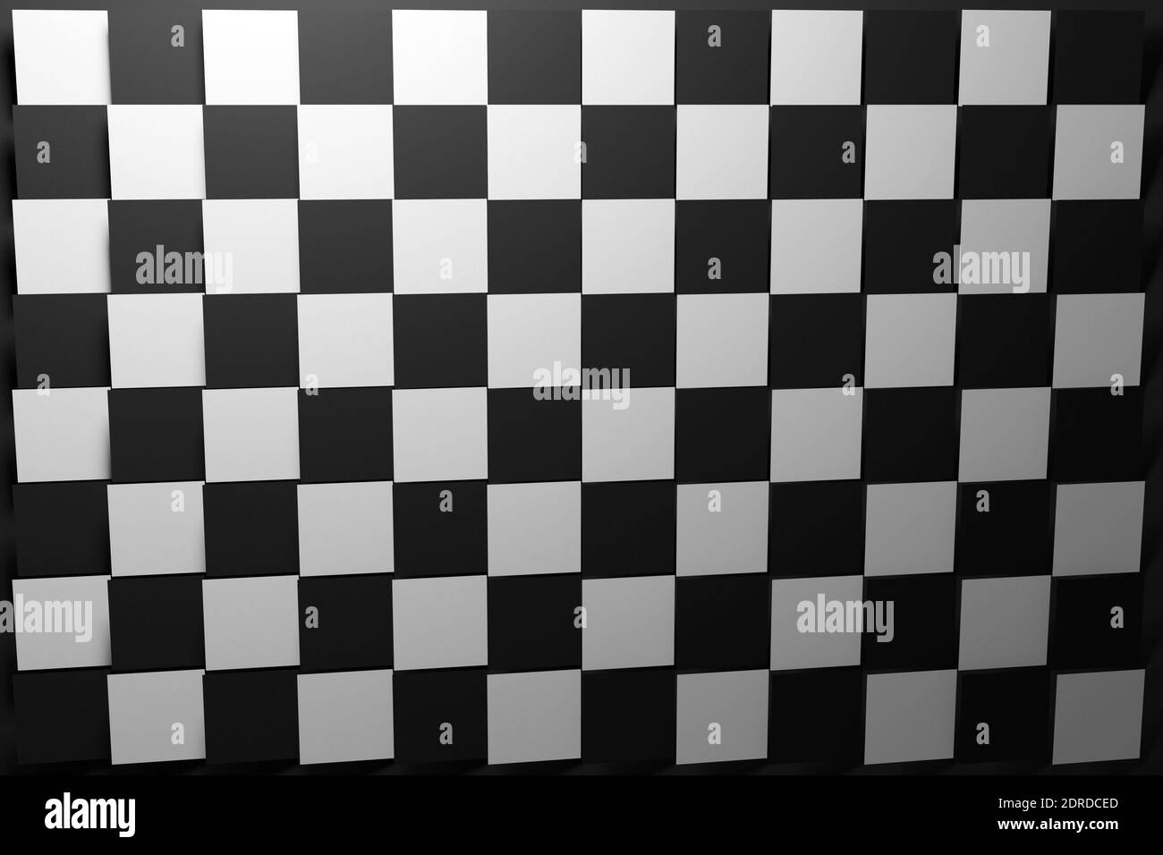 3D illustration black and white checkered geometric pattern of pyramids ...
