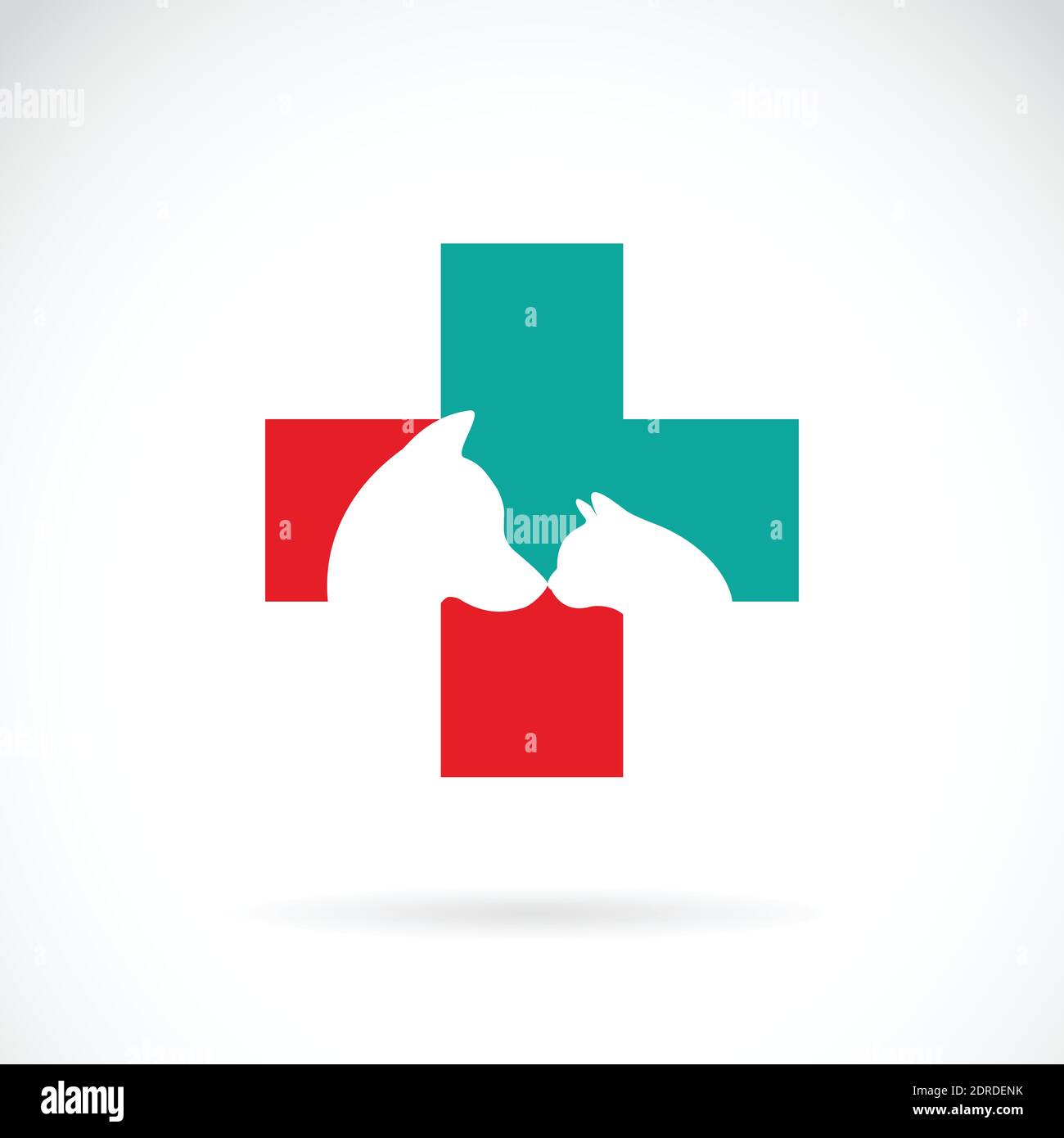 Vector image of veterinary symbol with dog and cat on white background ...