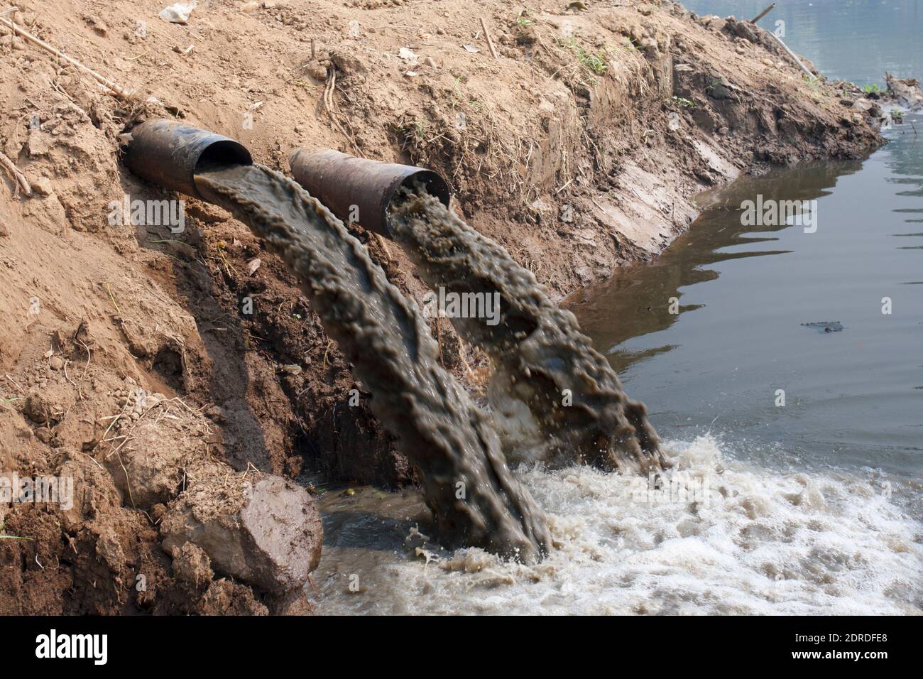 Water pollution in river because industrial not treat water before ...