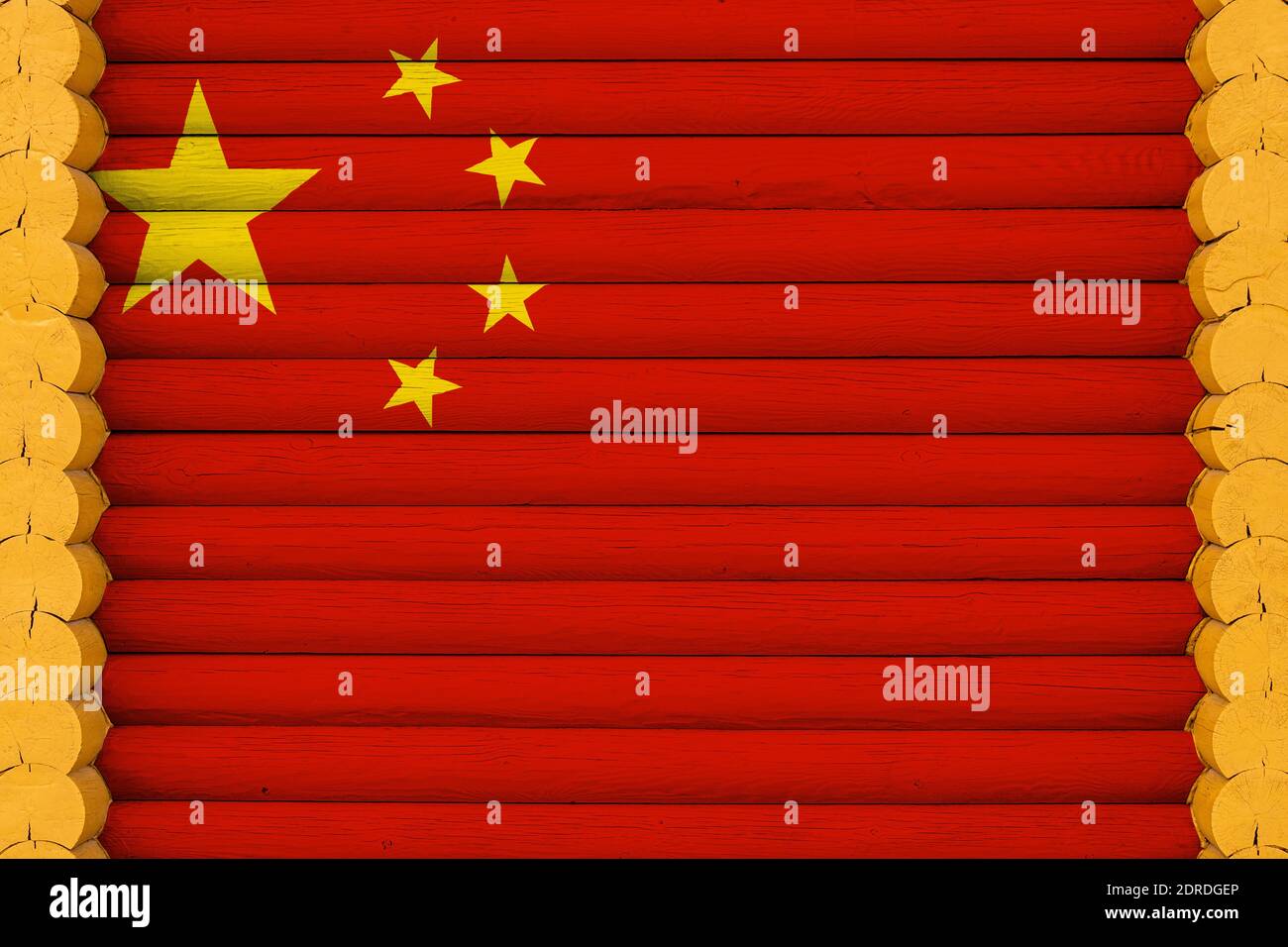 National flag of China on a wooden wall background. The concept of ...