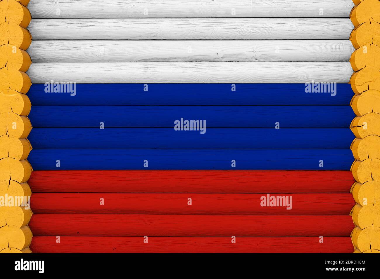 National flag of Russia on a wooden wall background. The concept of ...