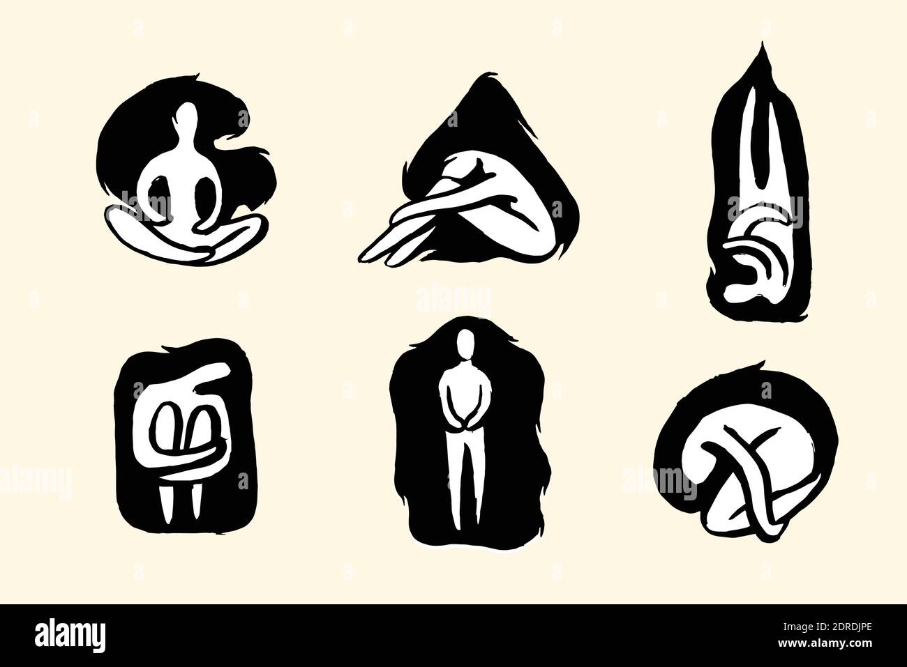 Sad loneless melancholy depressed woman with long hair Stock Vector ...