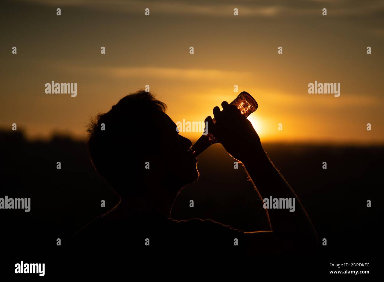 Silhouette Man Drinking Beer High Resolution Stock Photography and ...