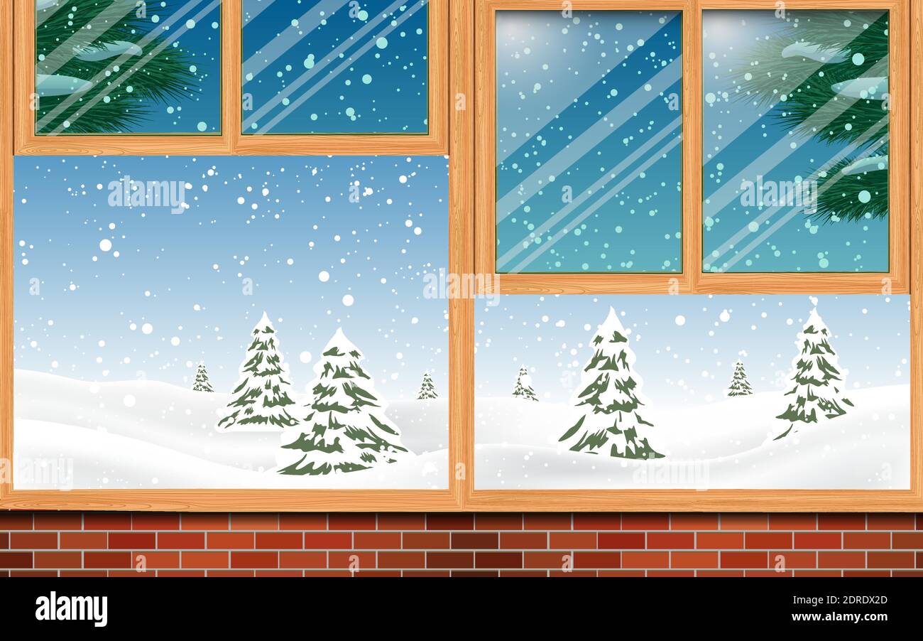 Snowfall outside window Stock Vector Images - Alamy