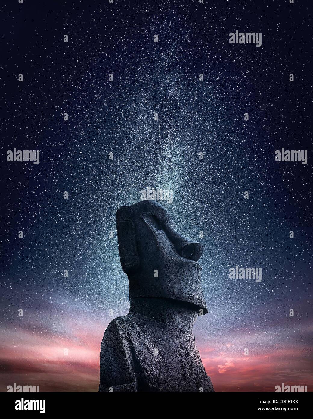 Moai statue with milky way galaxy hi-res stock photography and images ...