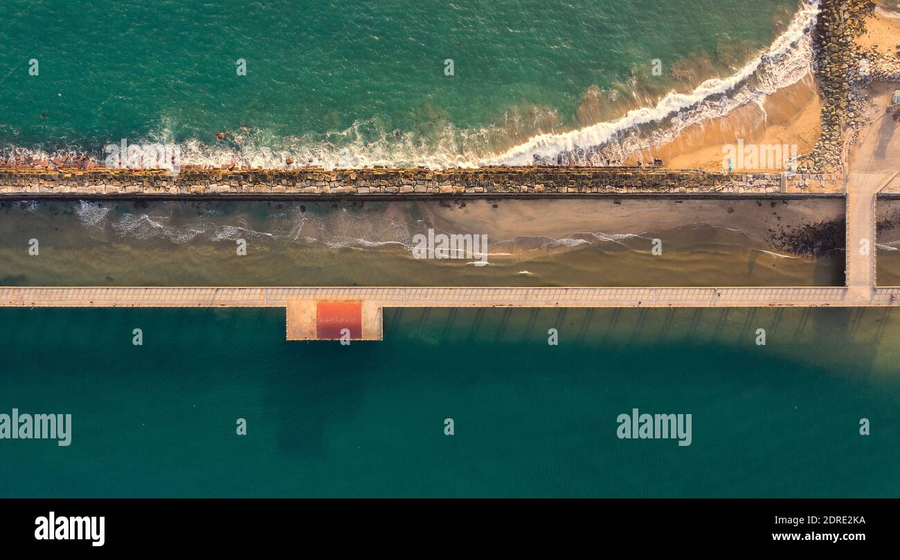 Aerial View Of Bridge Over Sea Stock Photo - Alamy