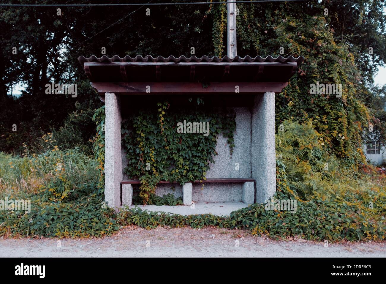 View Of Old Bus Stop In Spain Stock Photo - Alamy