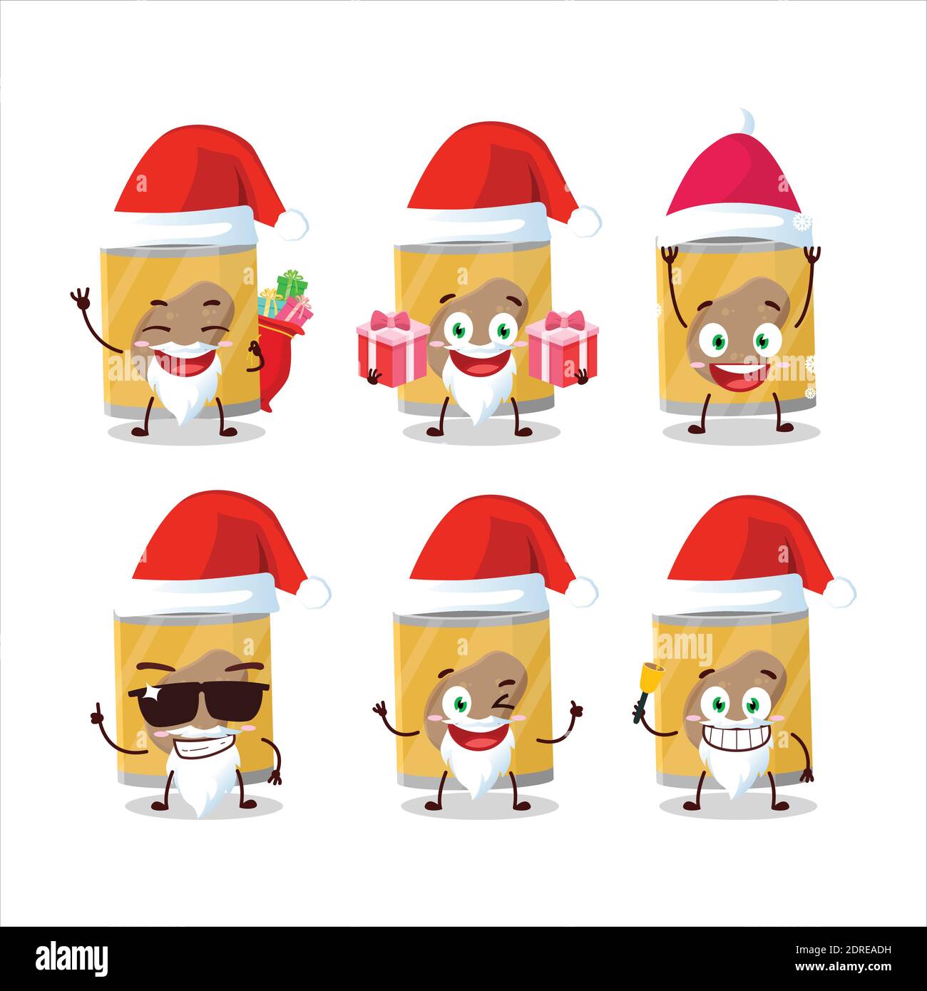 Santa Claus emoticons with can of potato cartoon character. Vector ...