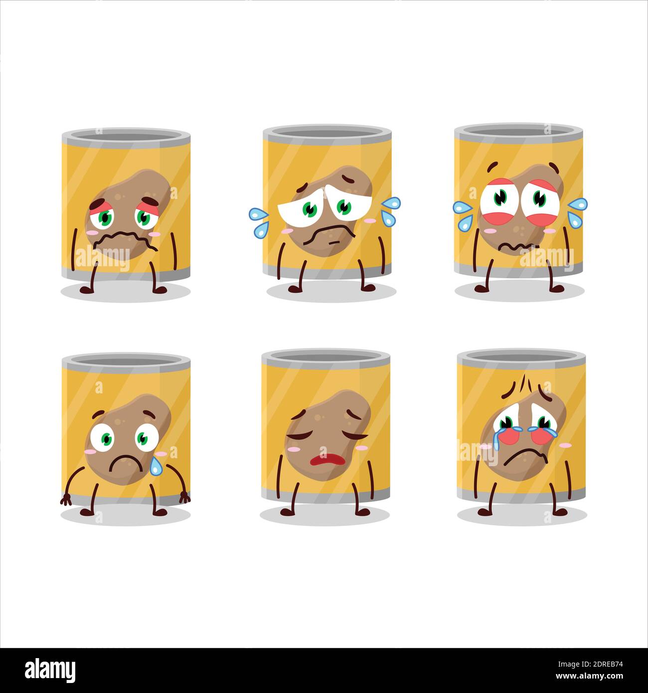 Can of potato cartoon character with sad expression. Vector ...