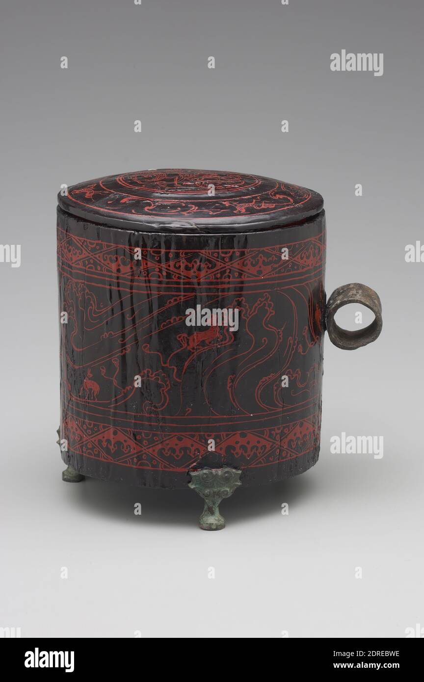 Wine Vessel (Zhi), ca. 1st century B.C.E., Lacquered wood and bronze, 5 ...
