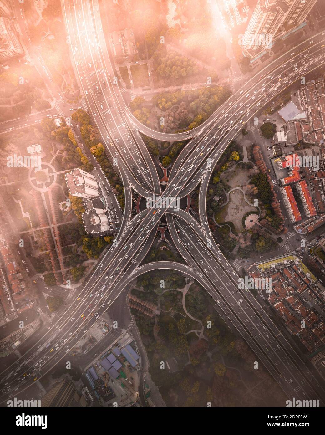 Aerial View Of Multiple Lane Highway In City Stock Photo - Alamy