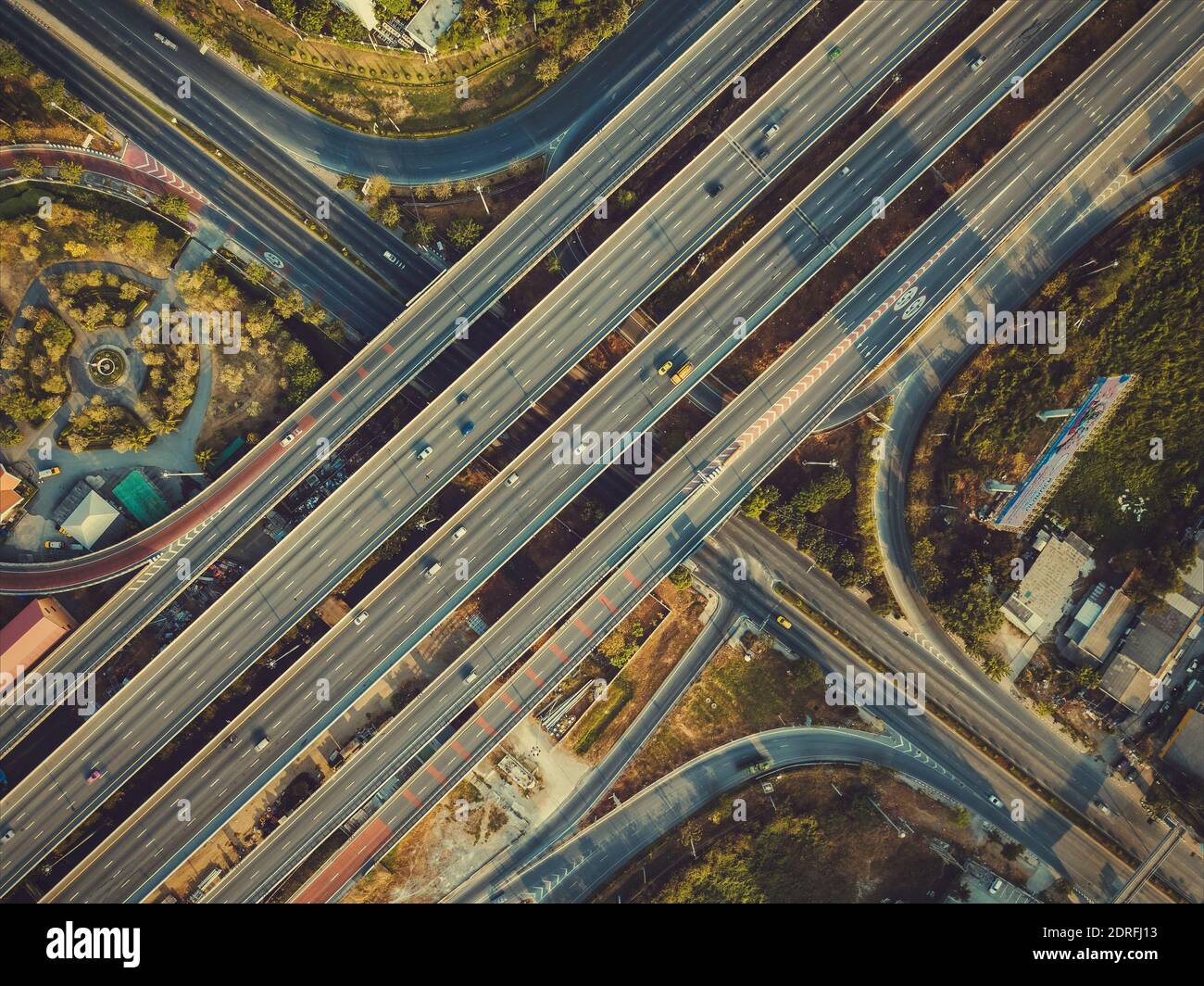 Aerial View Of Multiple Lane Highway In City Stock Photo - Alamy