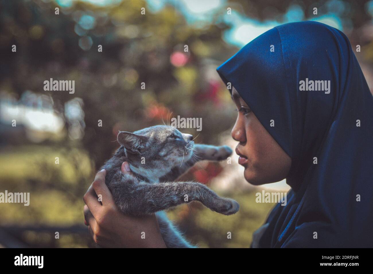 Indian girl with pet cat hi-res stock photography and images - Alamy