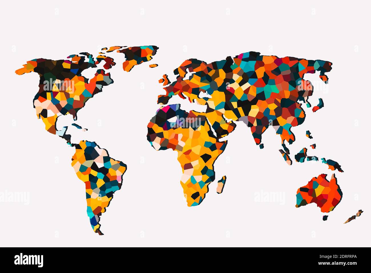 Roughly outlined world map with a colorful background patterns Stock ...