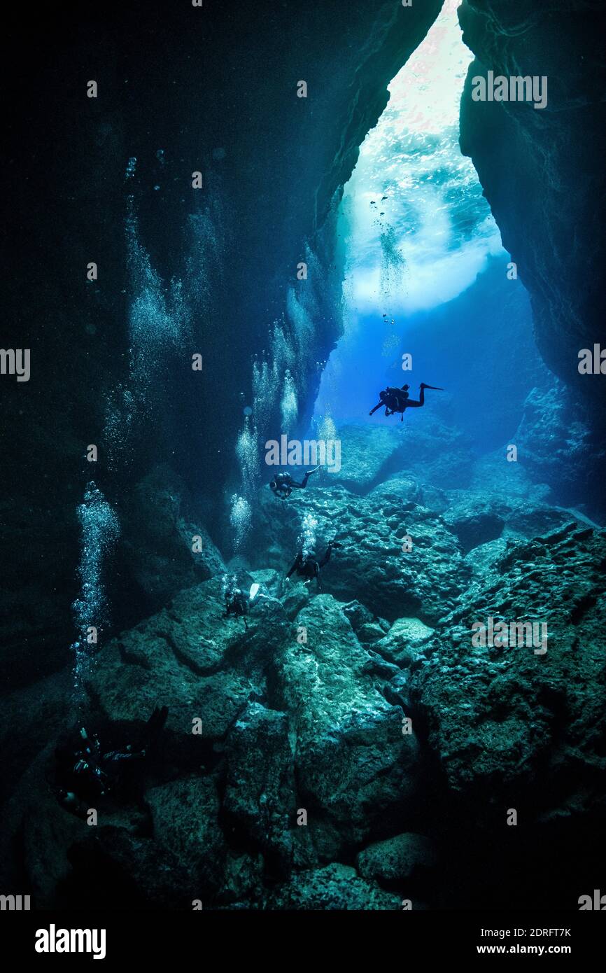 Five people scuba diving underwater hi-res stock photography and images ...