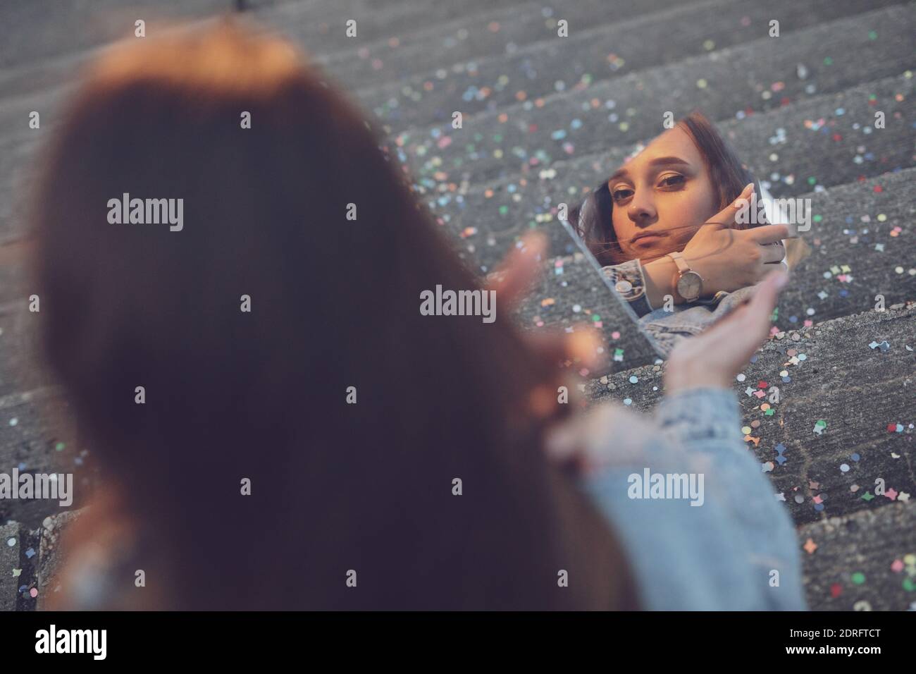 Woman confetti rear view hi-res stock photography and images - Alamy