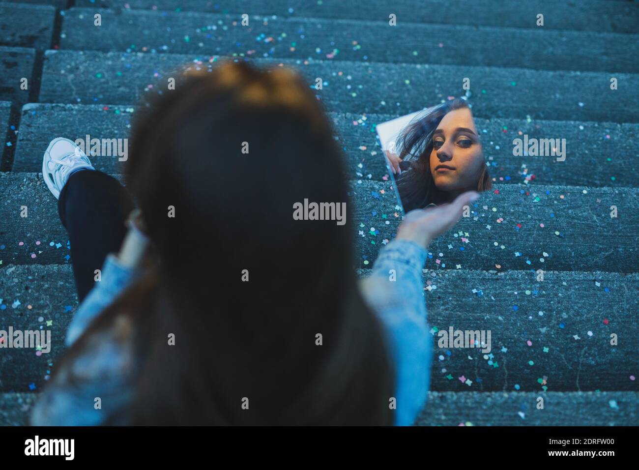 Woman confetti rear view hi-res stock photography and images - Alamy