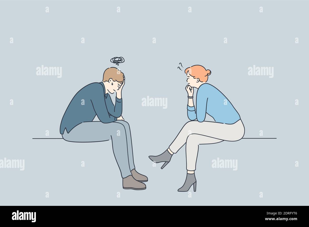 Psychiatrist, psychological support, depression concept. Young ...