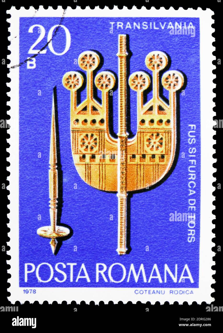 MOSCOW, RUSSIA - FEBRUARY 10, 2019: A stamp printed in Romania shows ...