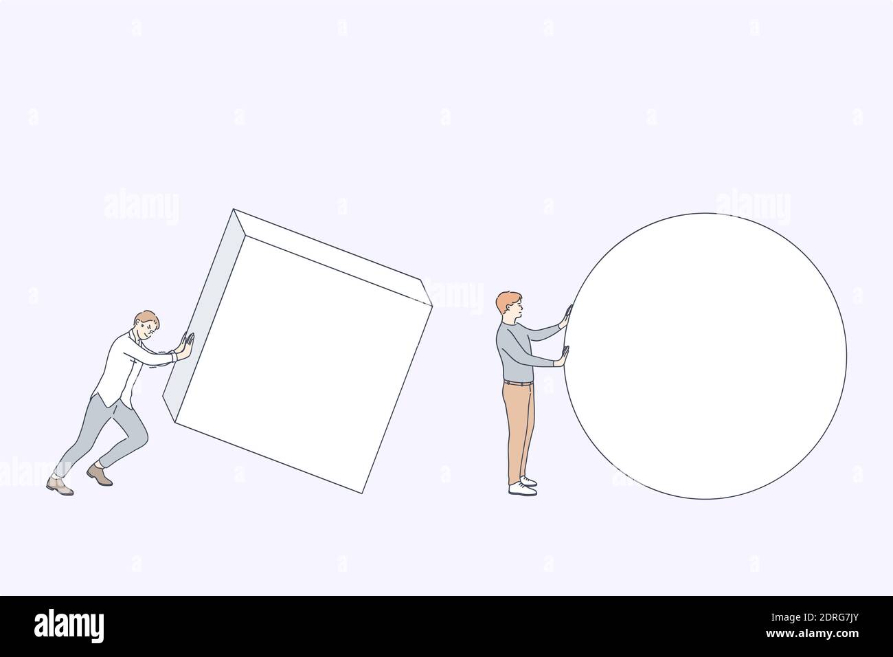 Different business strategy comparison concept. Men businessmen cartoon ...