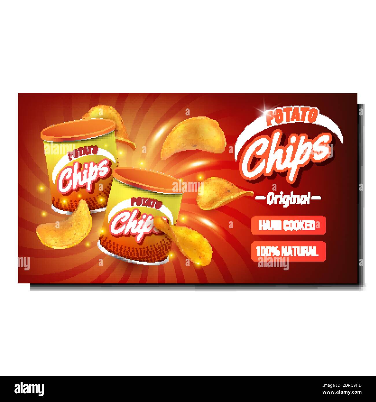 Potato Chips Creative Promotional Banner Vector Stock Vector Image ...