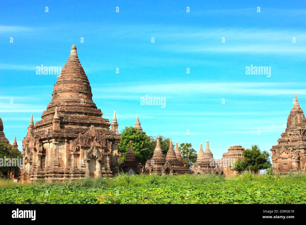 Ancient temples and stupas in the archaeological zone, Bagan, Myanmar ...