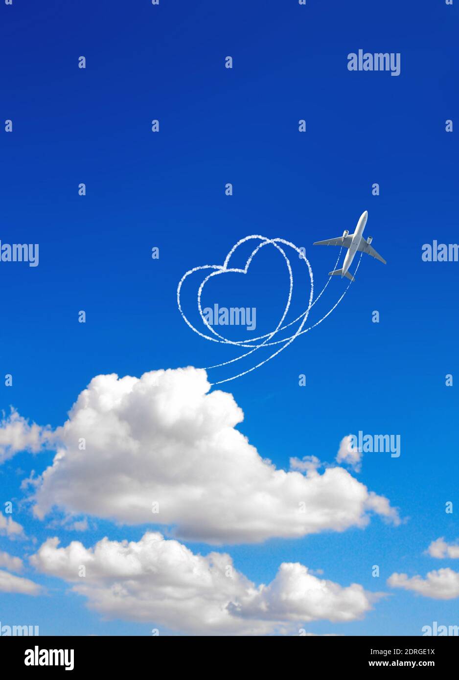 Aircraft draw a heart in the sky. Flight route of aircraft in shape of ...