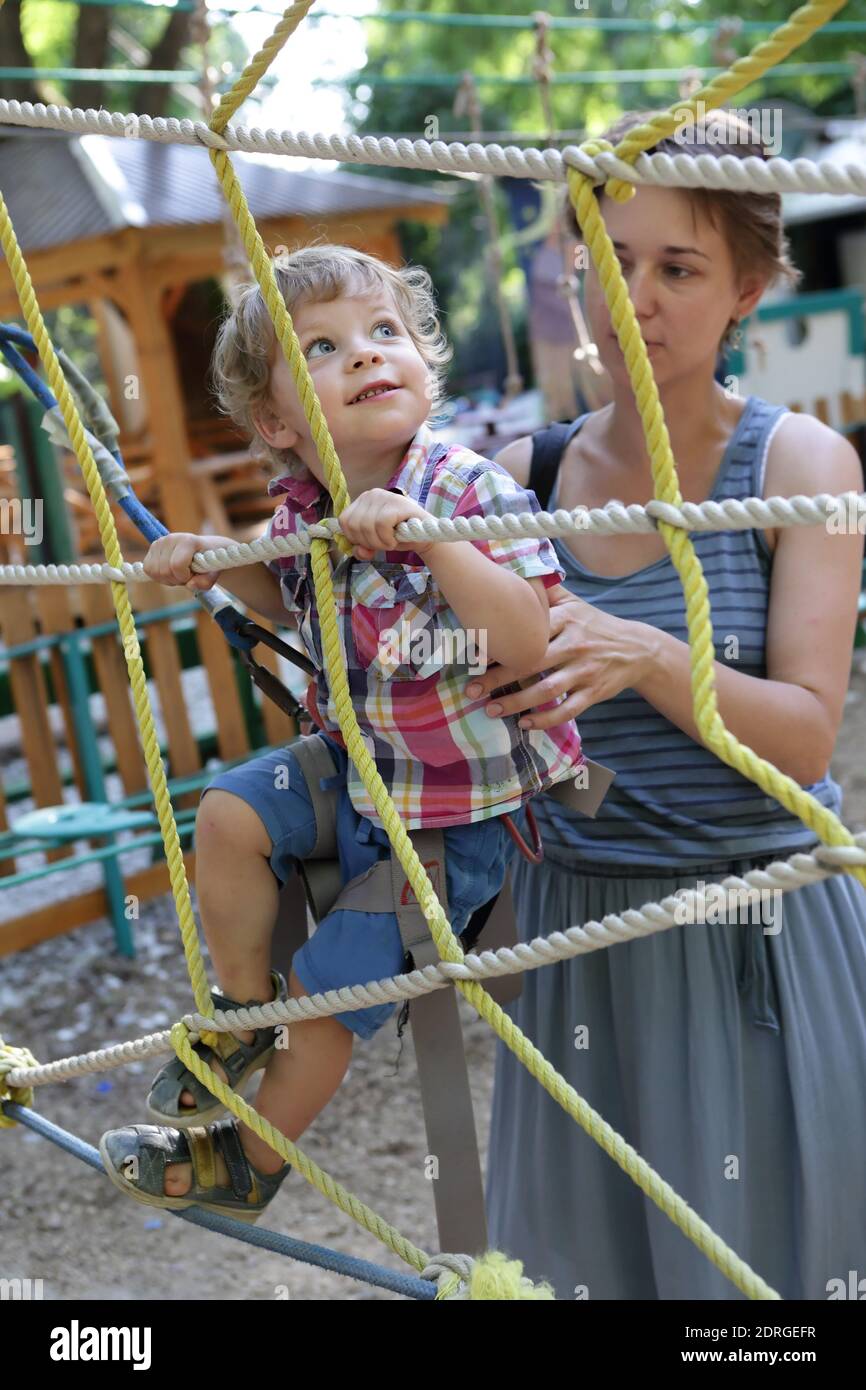 Mother son on obstacle hi-res stock photography and images - Alamy