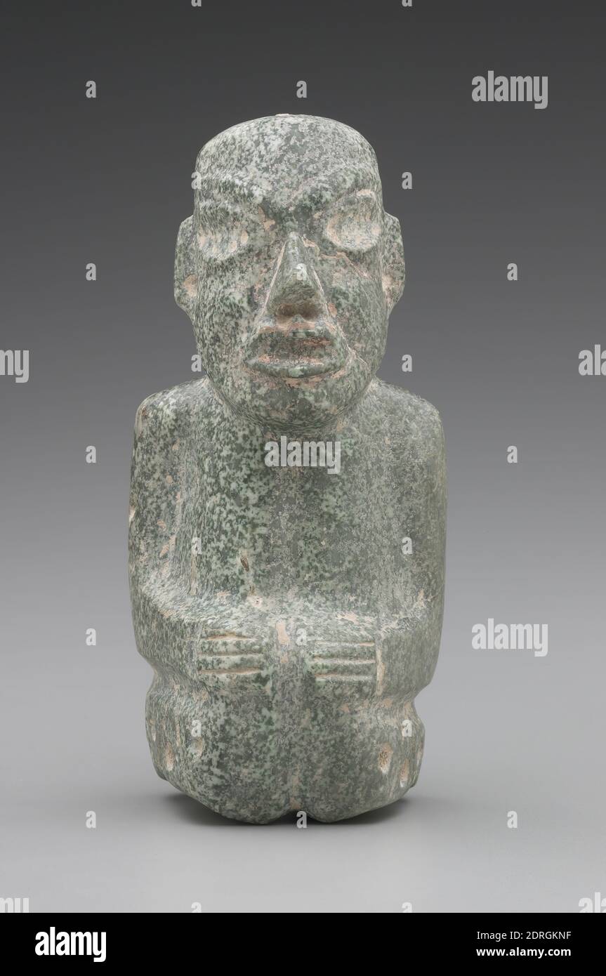 Seated male figure, A.D. 150–500, Greenstone, 18 × 8.5 × 6.5 cm (7 1/16 ...
